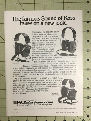 Vintage 1976 KOSS K 125 135 145 Stereophones 1-Page Magazine ...