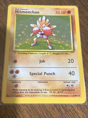 Hitmonchan 7/102 Base Set Holo 1999 Pokémon Card- Mint | eBay