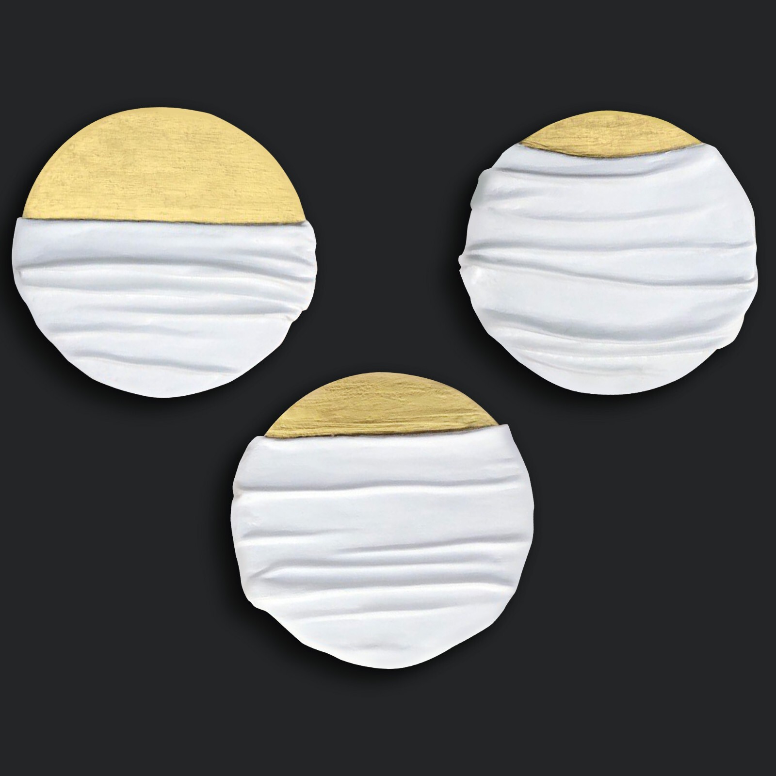 Luxury Modular Wall Art – White & Gold Textured S 8x8 in Gold coins 3 ...