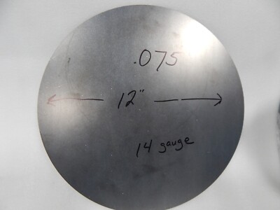14ga Steel Plate, Disc 12" Diameter, .075 thick , Round, Circle sheet ...