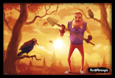 HELLO NEIGHBOR SUNSET 13x19 FRAMED GELCOAT POSTER VIDEO GAMES AI NEW ...