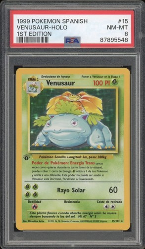1999 Pokemon SPANISH 1st Edition Base Set Venusaur Holo 15/102 PSA 8 NM ...