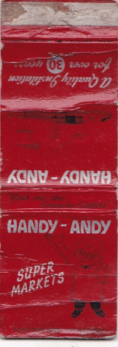 Handy Andy Super Markets Grocery Stores Houston Texas Matchbook Cover ...