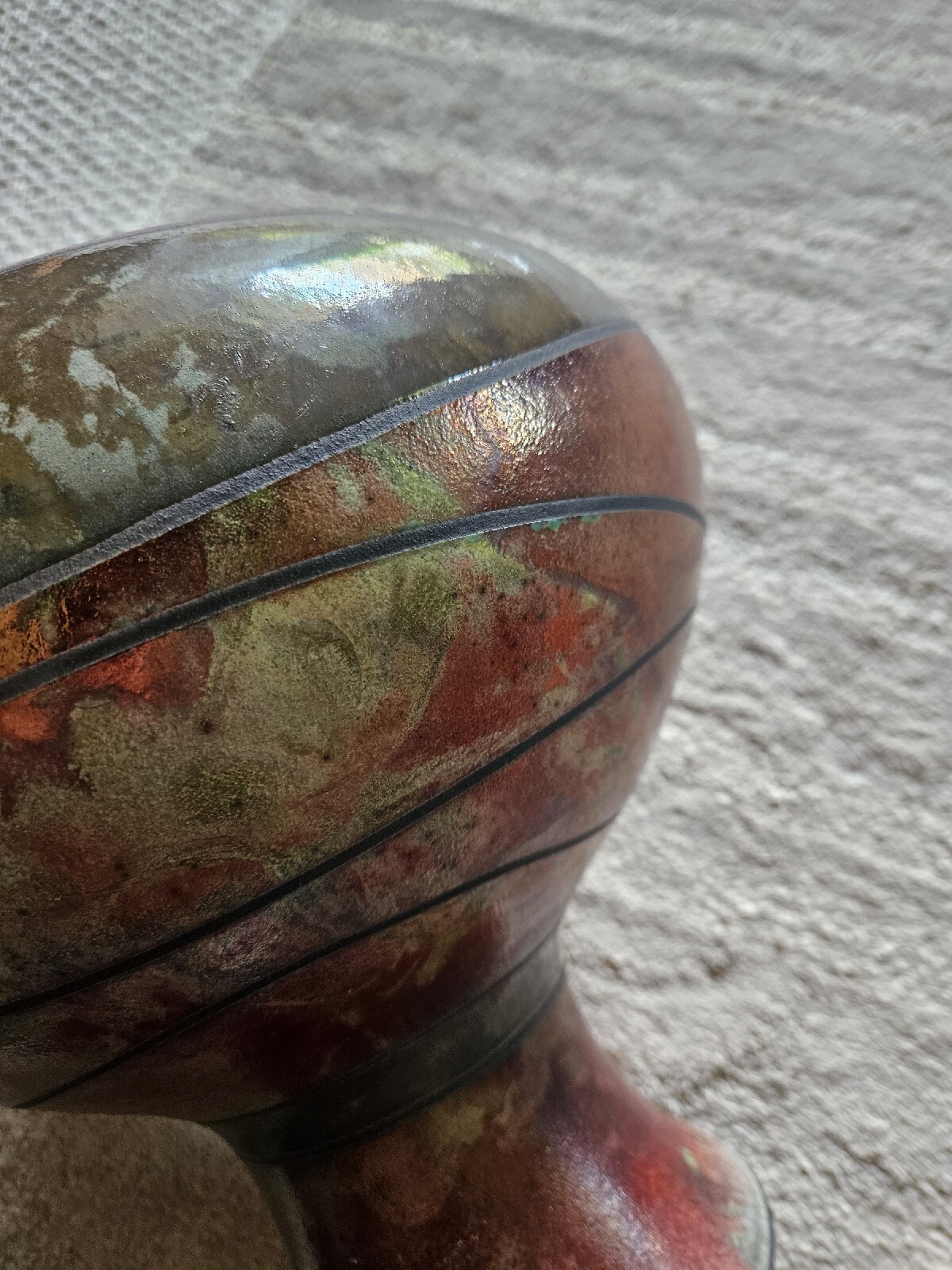 Large Raku Pottery Vase Signed Schwartz Irridescent Copper Mauve Black ...