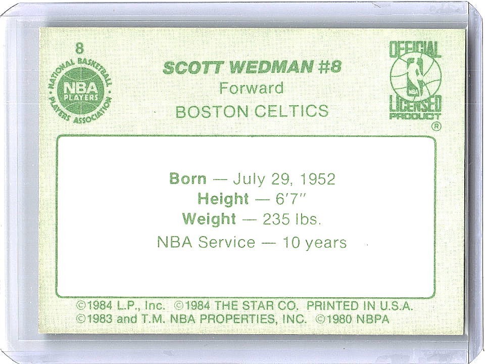 1985-86 Star Scott Wedman #8 Green Border Boston Celtics | eBay