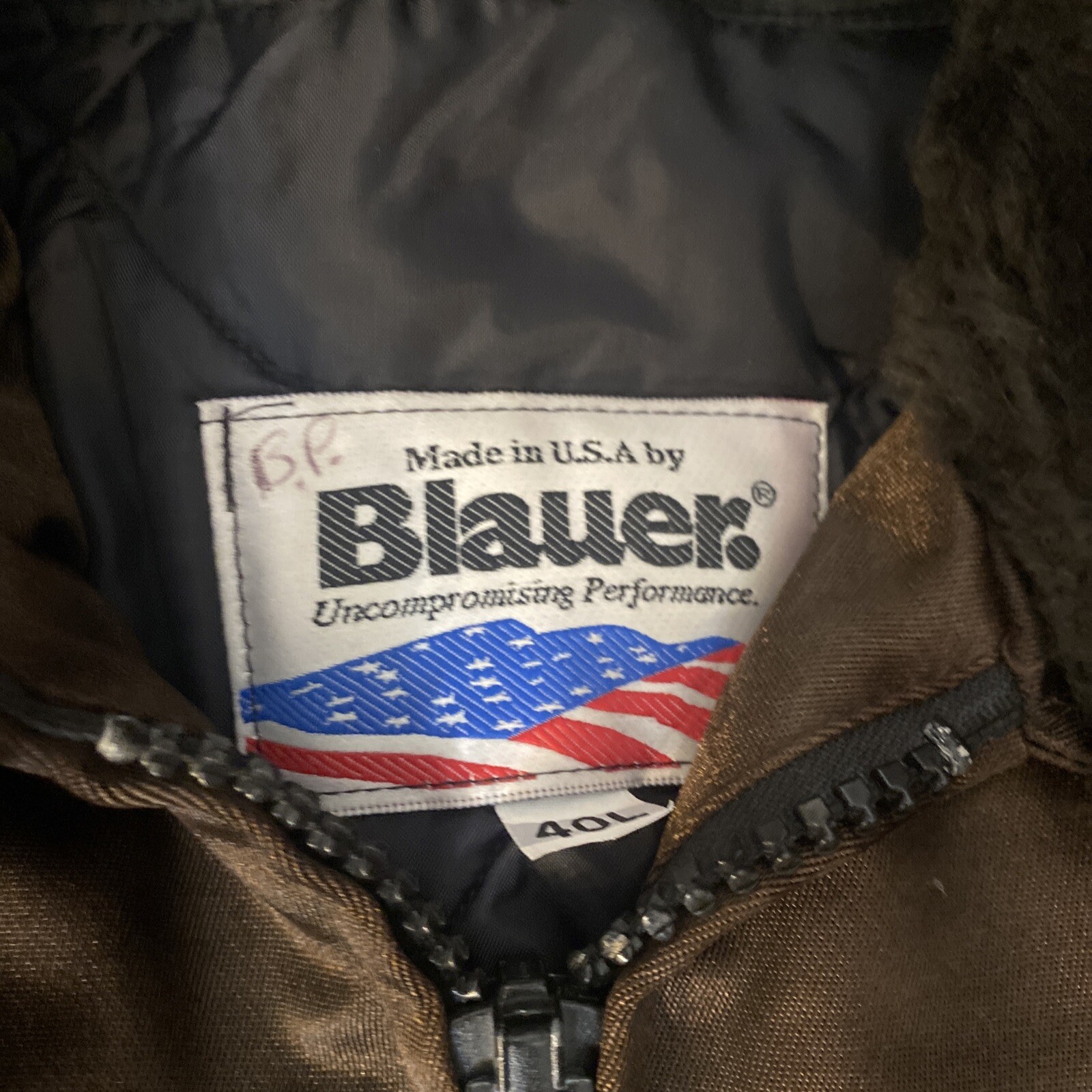 Mens Blauer Police Military Bomber Jacket Brown Lined Size 40L W/Patch ...