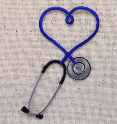 Stethoscope - Blue Heart Medical/Doctor/Nurse Iron on Applique ...