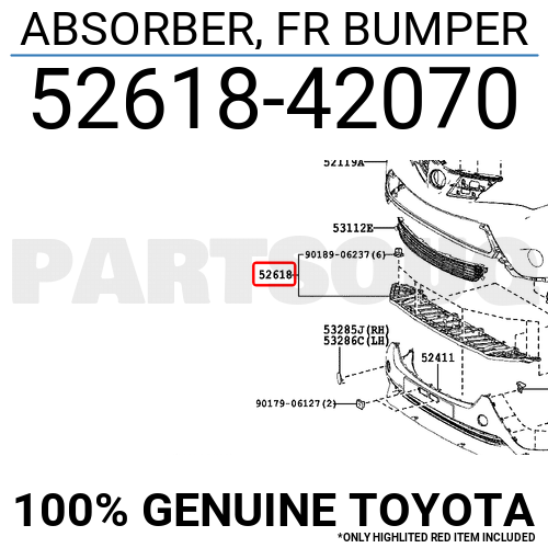 5261842070 Genuine Toyota ABSORBER, FR BUMPER 52618-42070 | eBay
