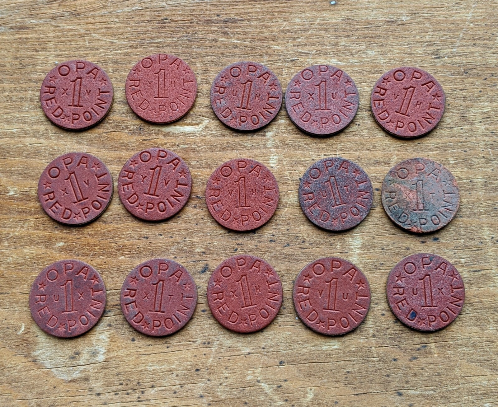 Vintage Lot of 15 OPA Red Point Ration Token Coin WWII Era Collectible ...