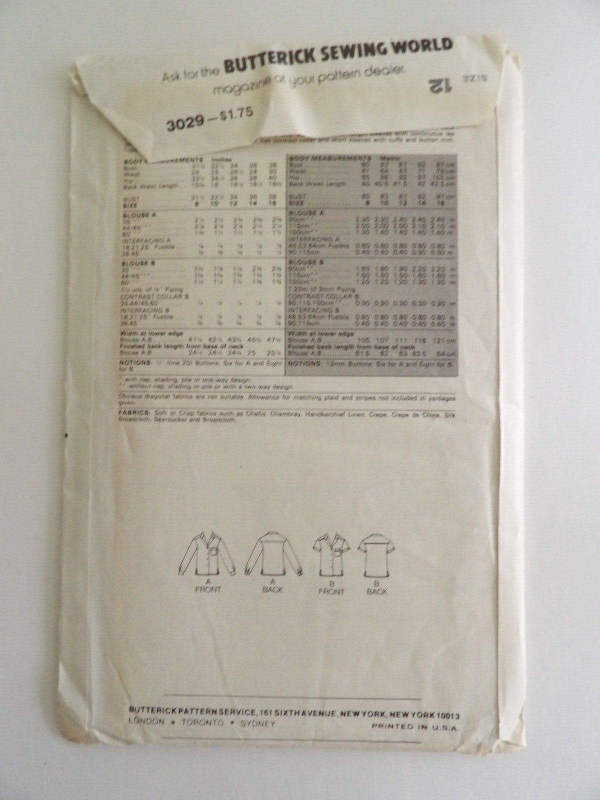 70s Vintage Butterick Sewing Pattern 3029 Dress Blouse Jacket Wide Leg ...