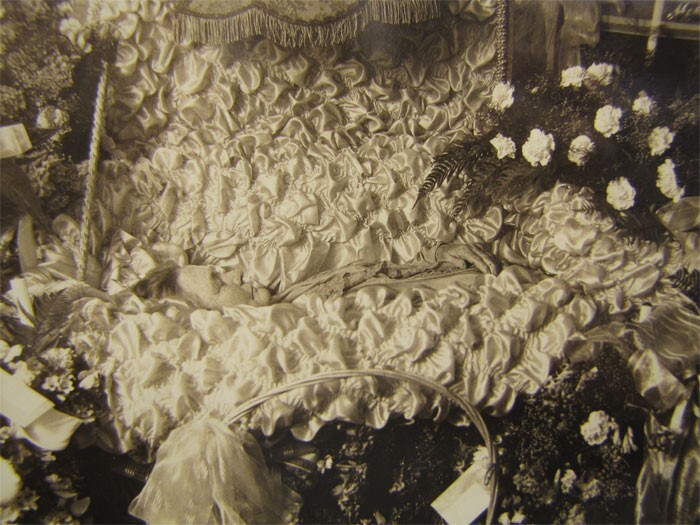 Antique Large Matted Funeral Photo Mother in Casket Gainesville TX Post ...