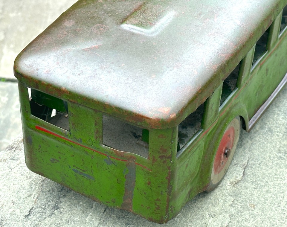 ANTIQUE 1920'S PRESSED STEEL COR-COR INTER CITY BUS TOY 24"LONG ...