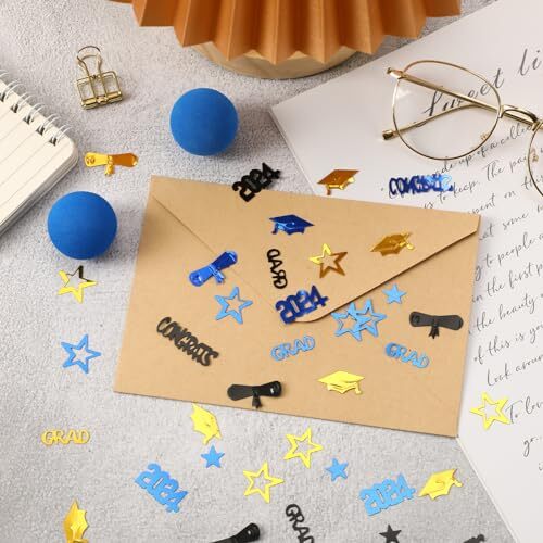 Graduation Party Confetti Class of 2024 Black Gold Blue Party ...