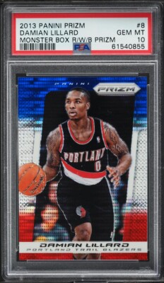 2013 Panini Prizm Monster Box Red White Blue #8 Damian Lillard PSA 10 ...