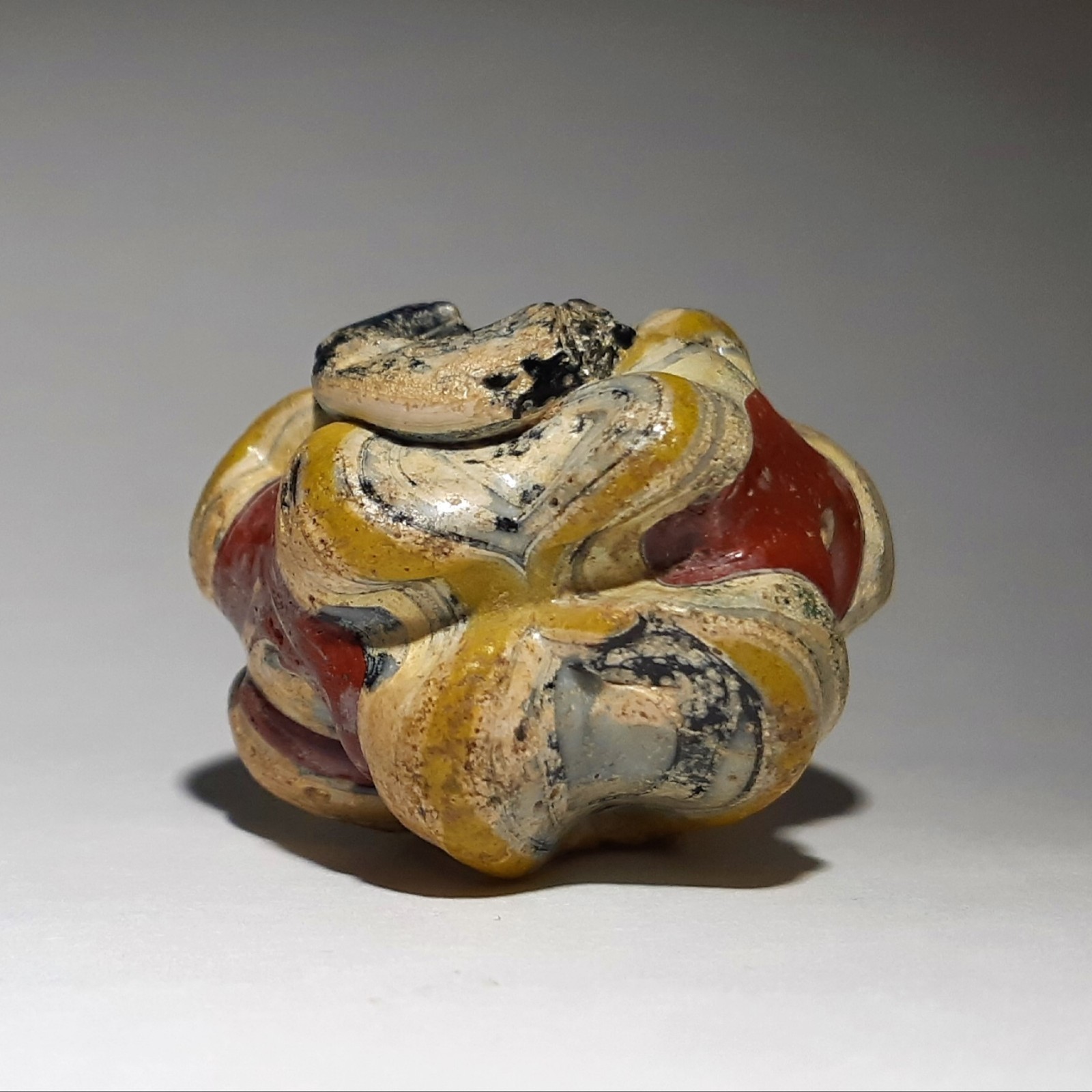 Rare large ancient torus - folded glass bead | eBay