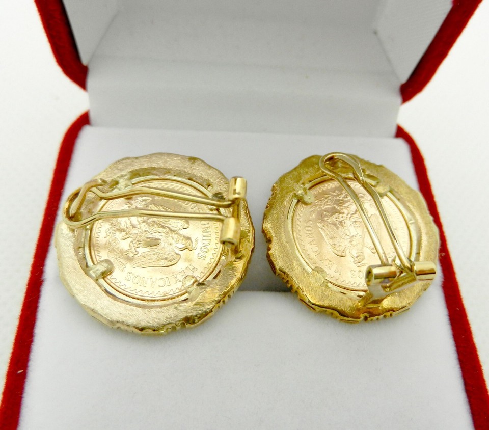 Earrings with 1945 Mexico Dos Y Medio Pesos .900 Fine Gold Coin 14k ...