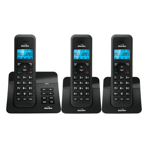 Binatone Luna 1120S Triple Trio Cordless Home Phone Telephone Answering ...