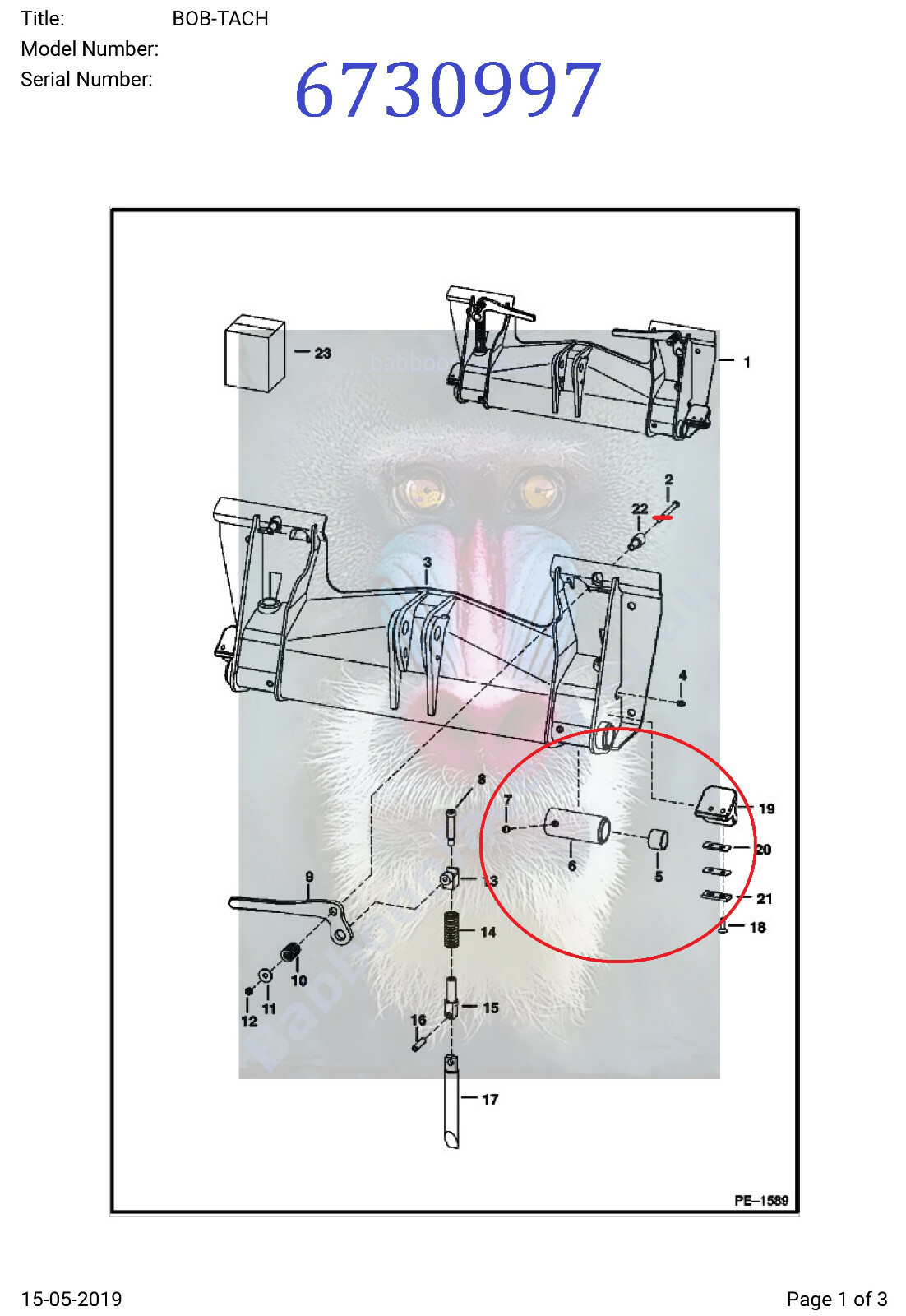 Bobtach Pivot Pin & Bush Kit for Bobcat 7101078 6730997 S160 S175 S185 ...