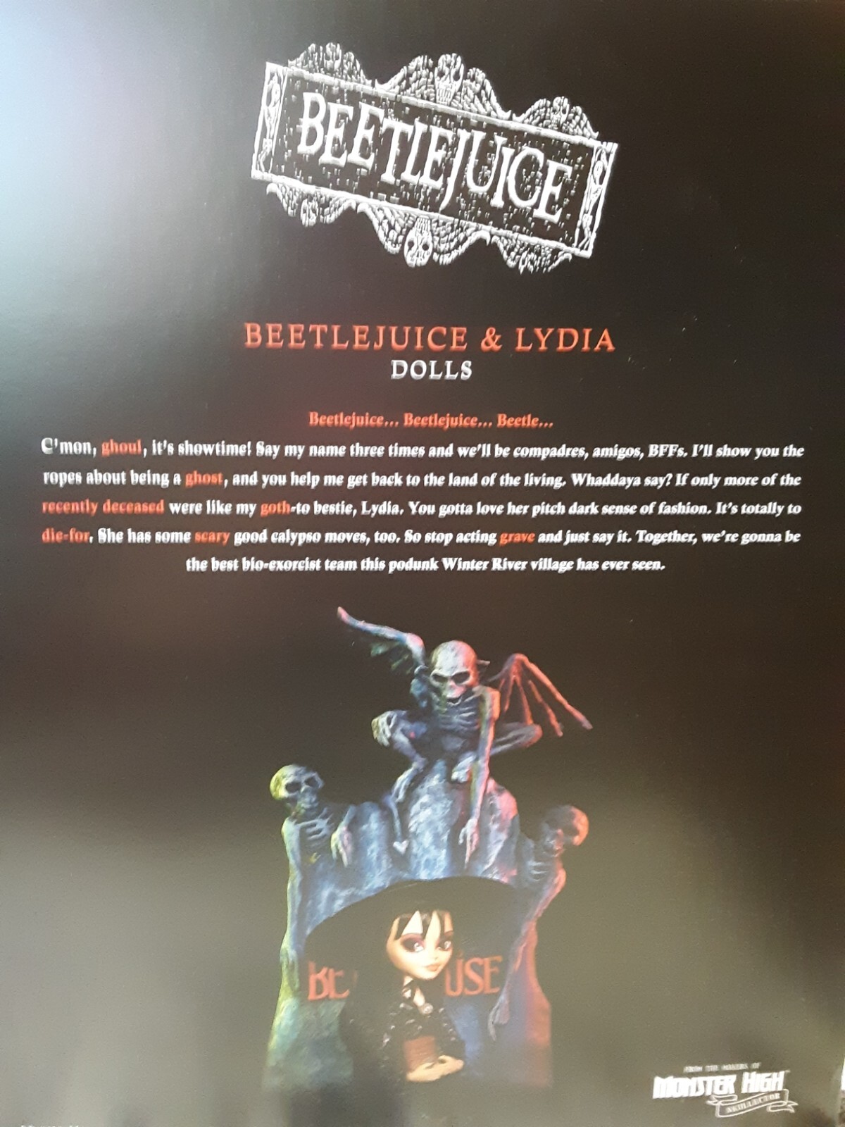 Mattel Creations Beetlejuice & Lydia Deetz Monster High Skullector Doll ...