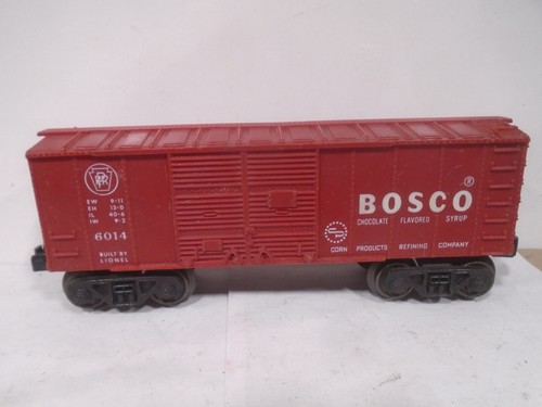 1958 VINTAGE LIONEL #6014 PRR RED BOX CAR BOSCO IN NEAR MINT CONDITION ...