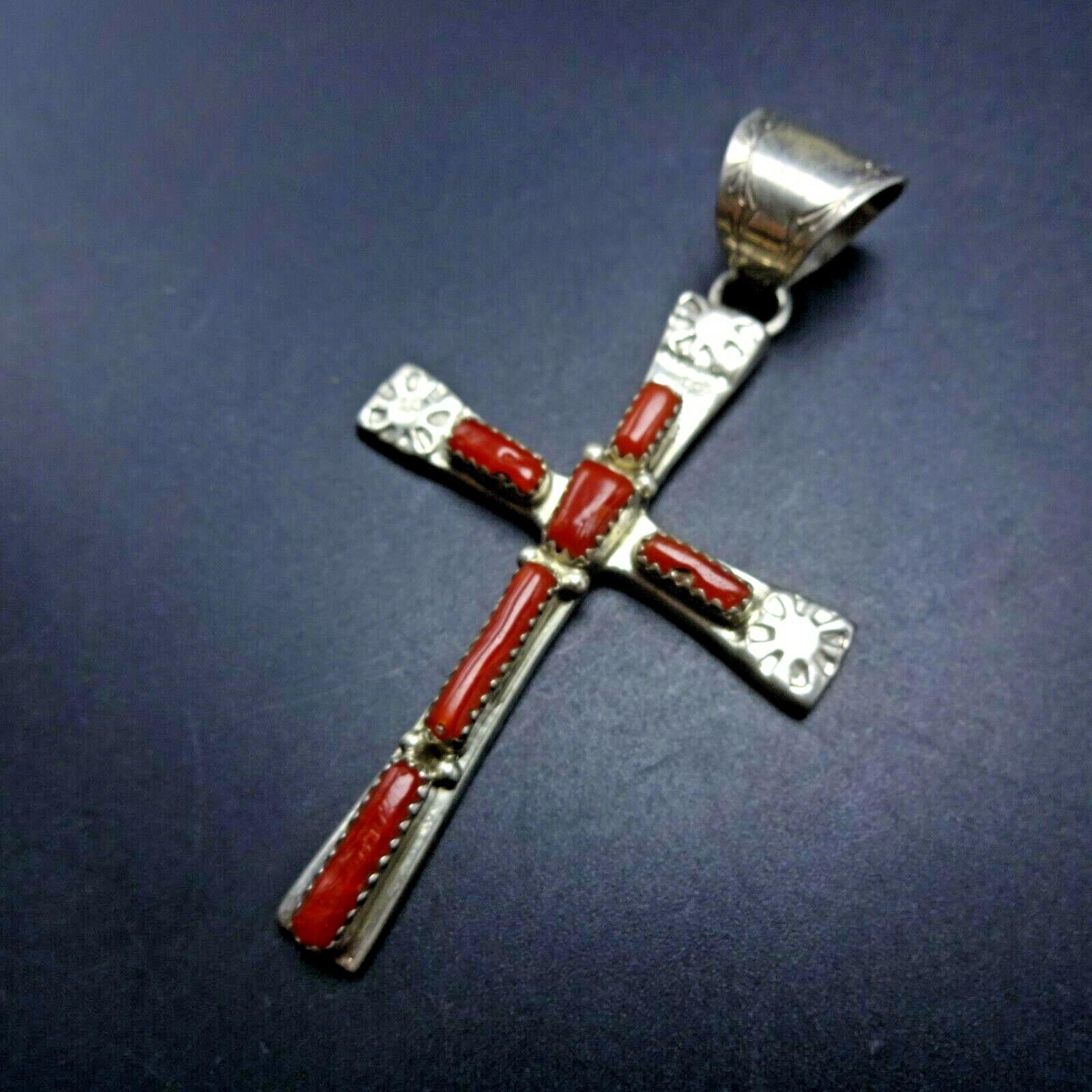 Cecilia Iule ZUNI Cast and Hand-Stamped Sterling Silver CORAL CROSS ...
