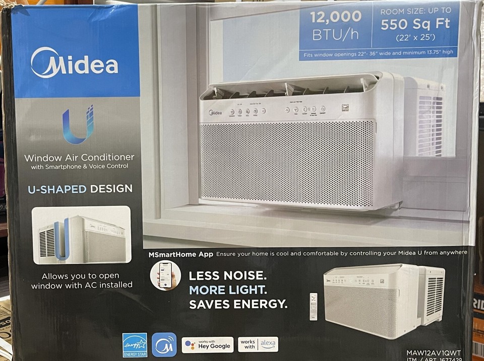 New Sealed Midea U Shaped 12,000 BTU Smart Inverter Window AC with WiFi ...