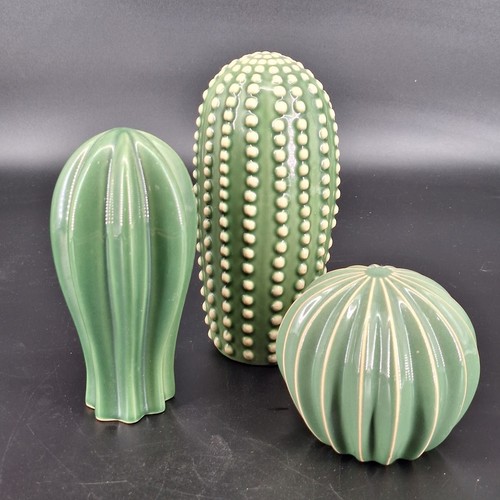IKEA Cactus Plant Set Of 3 Ceramic Table Decor Statues Green Cacti ...