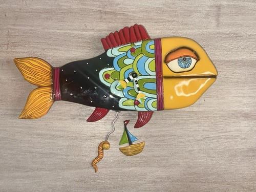 Allen Designs Colorful Tropical Fish Wall Clock Working Fishy Lips Sail ...