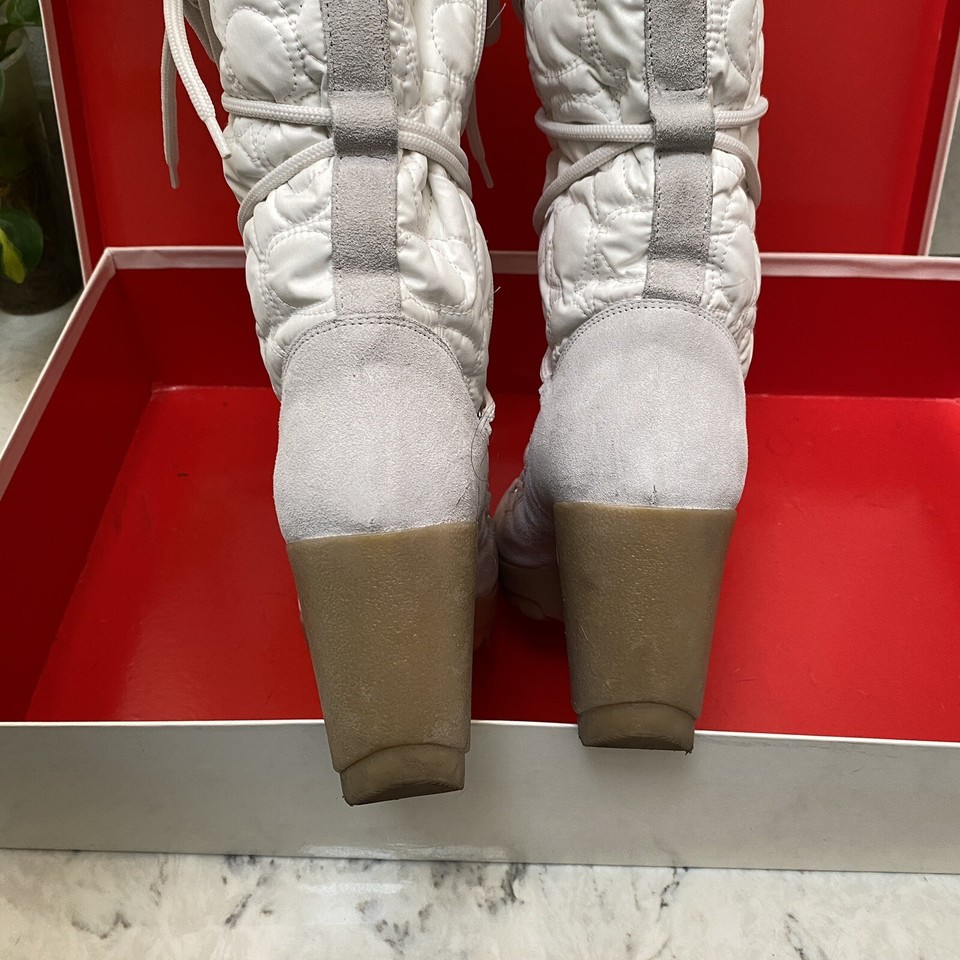 COACH Fur Signature Ski Flap Shoulder Bag And Snow Wedge Boots Size 9 ️ ...