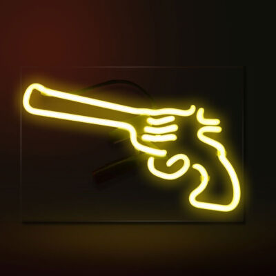 Rifle Pistol Neon Sign Light Tiki Bar Pub Wall Hanging Real Glass Tube ...