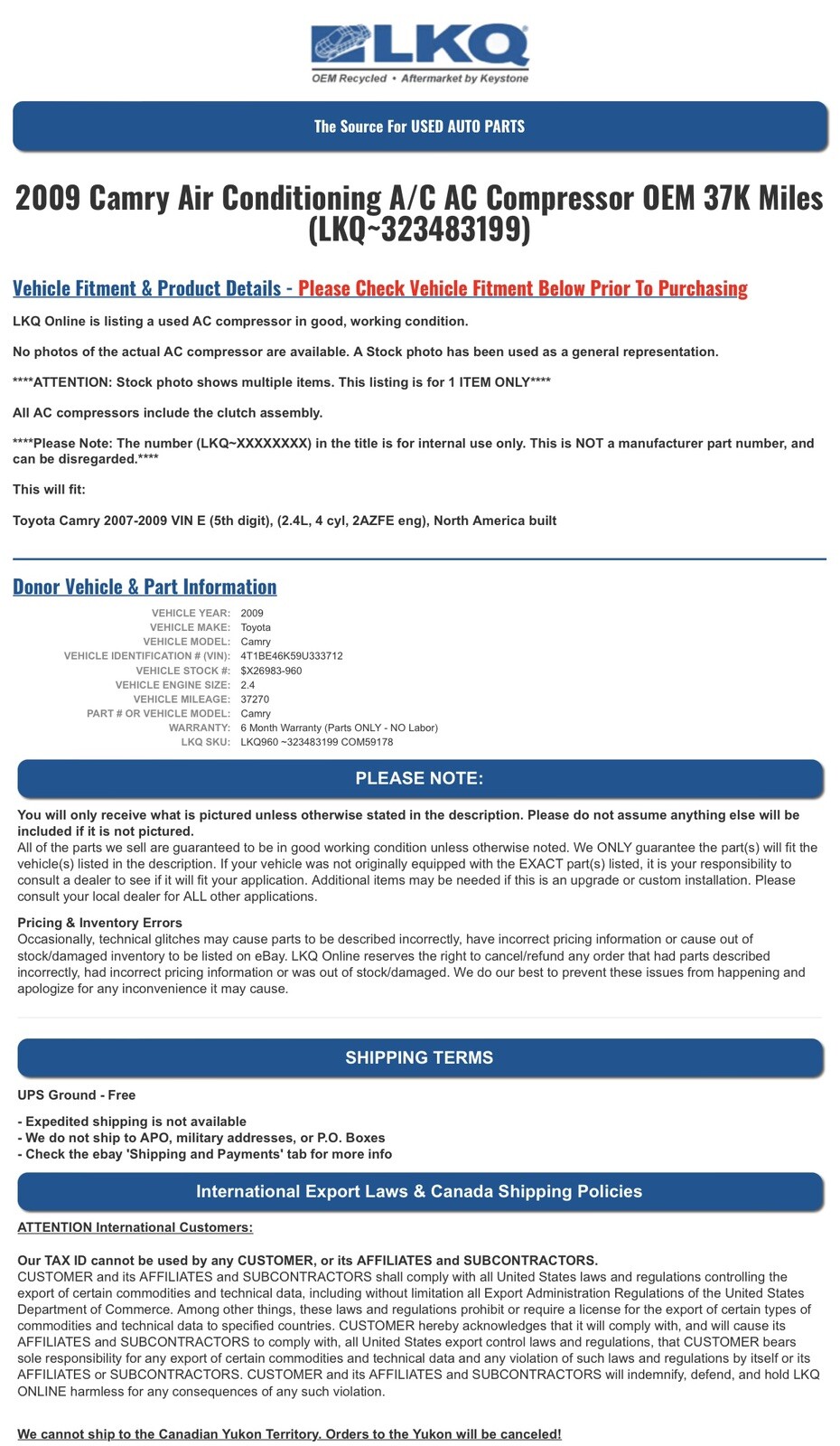 AC COMPRESSOR CAMRY 1381802 10 11 ASSY for sale online | eBay
