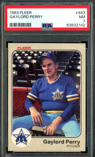PSA 7 Gaylord Perry 1983 Fleer #483 HOF Seattle Mariners MLB Baseball ...