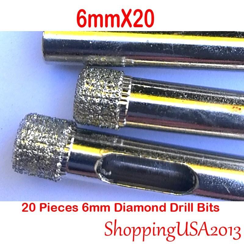 20Pcs 6mm Diamond Drill Bits Set Chunk Hole Saw Cutter Tool Granite ...