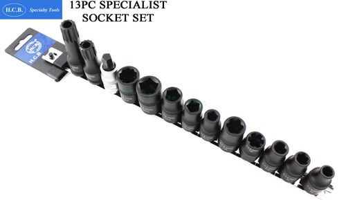 13PC SPECIALIST SOCKET SET INDUSTRIAL QUALITY SPECIALTY TOOLS HARDENED ...