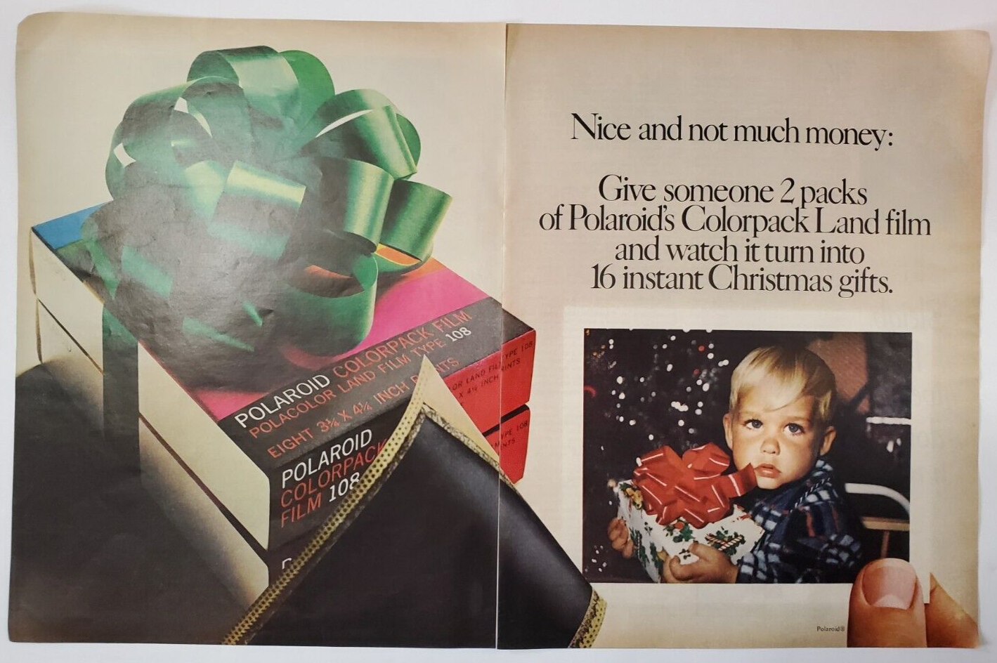 1972 Polaroid Colorpack Film 2 Page Vintage Print Ad Boy Holding ...