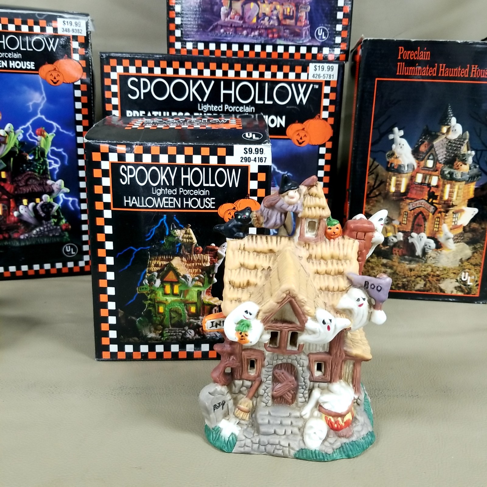 Spooky Hollow Lighted Halloween Village House Lot Set of 6 | eBay