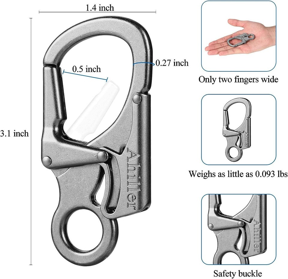 Carabiner Clip Double Anti-Misopening Locking Design 2.95'' in Alloy ...