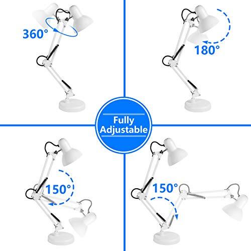 Metal Desk Lamp Adjustable Goose Neck Swing Arm Table Lamp With ...