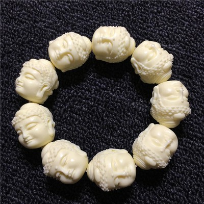 Natural COROZO NUT Hand Carved “一念之间” Buddha Beads Bracelets Reiki ...