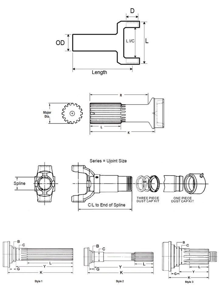 Spicer Driveshaft Kit 1310 Series 2.5"x.083 Tube, Slip, Spline Weld 2 x ...