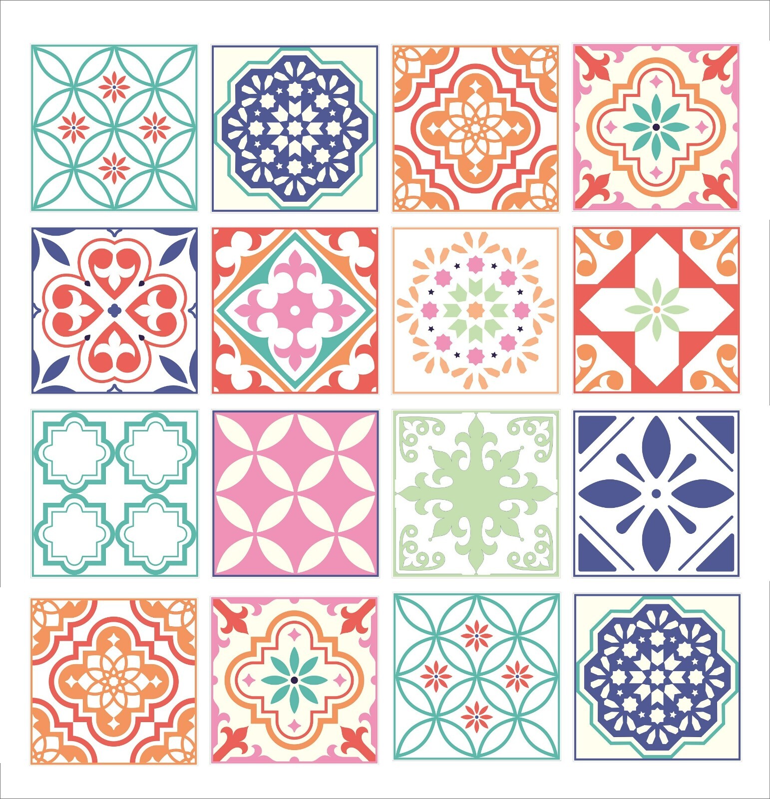 Pack Of 24 Mosaic Azulejo Tile Stickers for 200mm x 200mm, 8 x 8 Inch ...