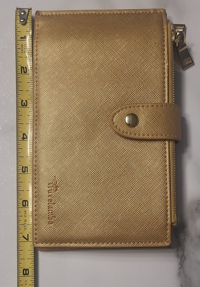 Women's Gold Wallet Bifold RFID Blocking Multi Card Slots Zipper ...