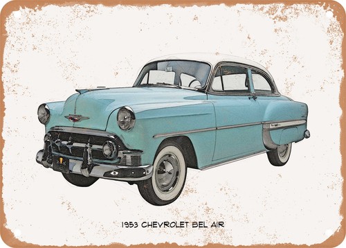 Classic Car Art - 1953 Chevrolet Bel Air Pencil Sketch - Rusty Look ...
