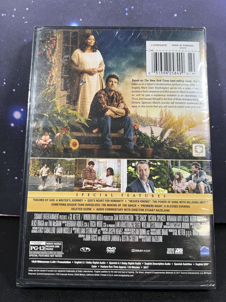 The Shack DVD Sam Worthington Octavia Spencer Tim McGraw New Sealed ...