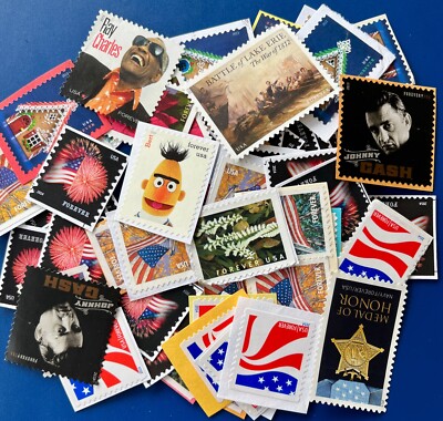 74 uncancelled US FOREVER stamps ($54+ face value) on paper, clean 2 | eBay