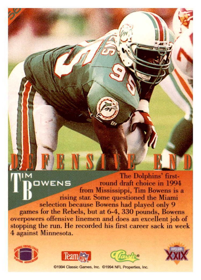1995 Classic NFL Experience Tim Bowens 56 | eBay