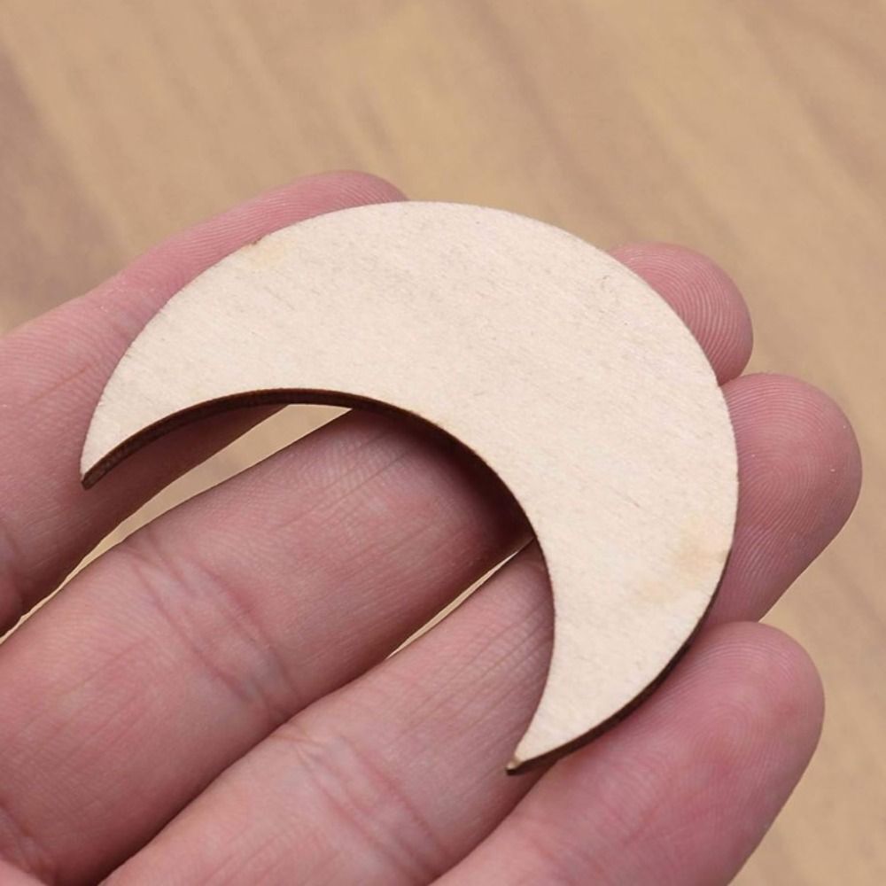 60pcs 5cm Moon Wood Cutouts Moon Shaped Embellishments Gift for DIY ...
