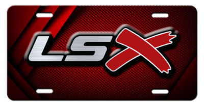 LSX LS X Vanity Novelty Metal Aluminum License Plate Tag Silver Red ...