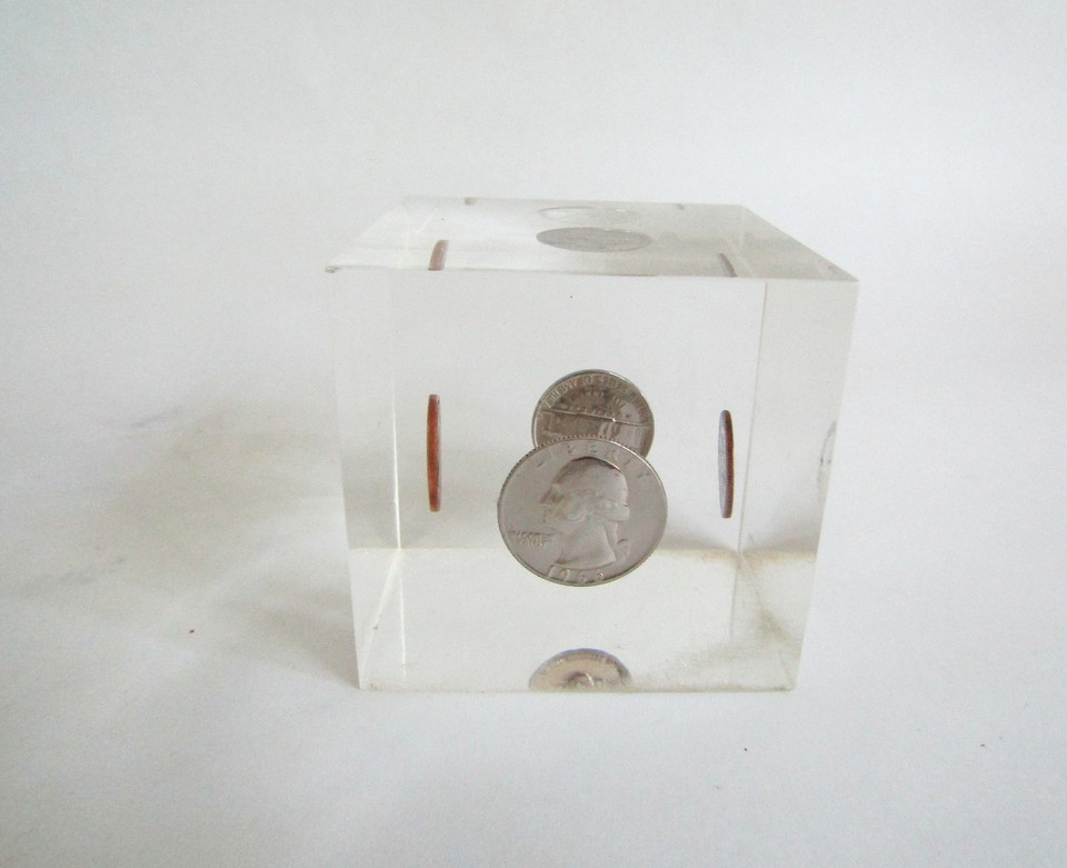 vintage lucite us mint encased coins paperweight | eBay