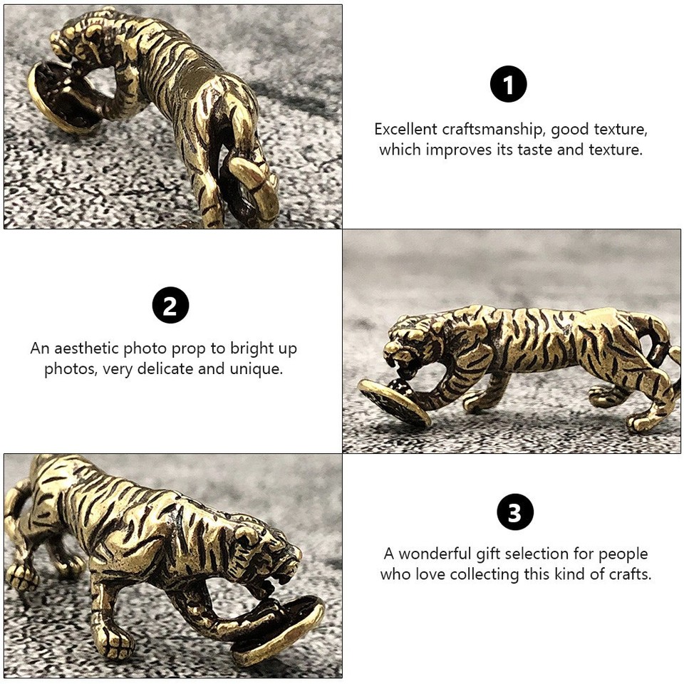 6 pcs Mini Brass Tiger Statue Brass Tiger Sculpture Decoration Car ...